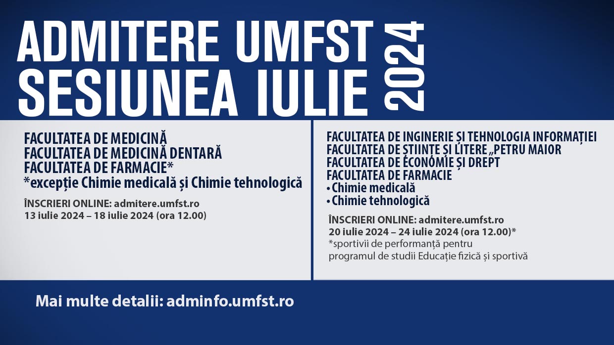 UMFST - Admiterea 2024 la UMFST G.E. Palade Târgu Mureș